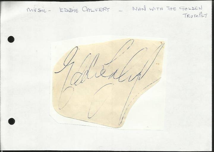 Eddie Calvert Small Irregularly Shaped Autograph Piece