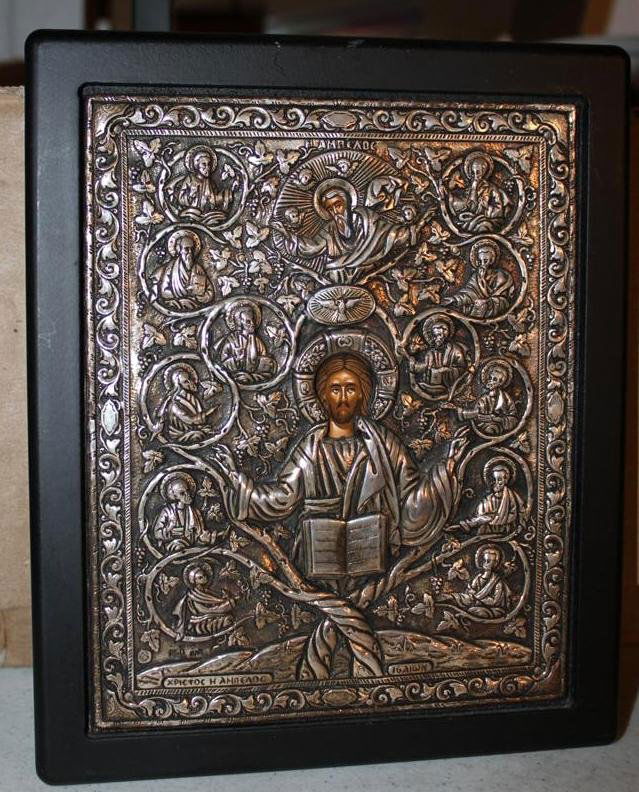 Greek 950 sterling silver religious Icon Byzantine
