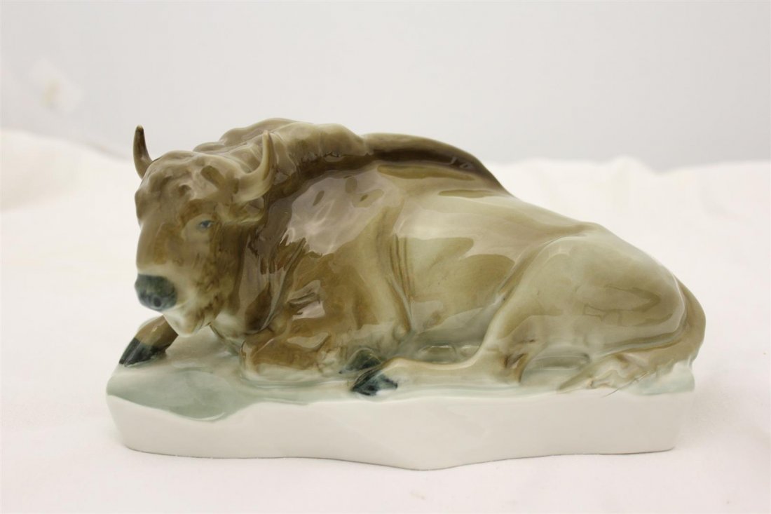 Zsolnay Pecs Hungary Buffalo Bison Porcelain Figurine
