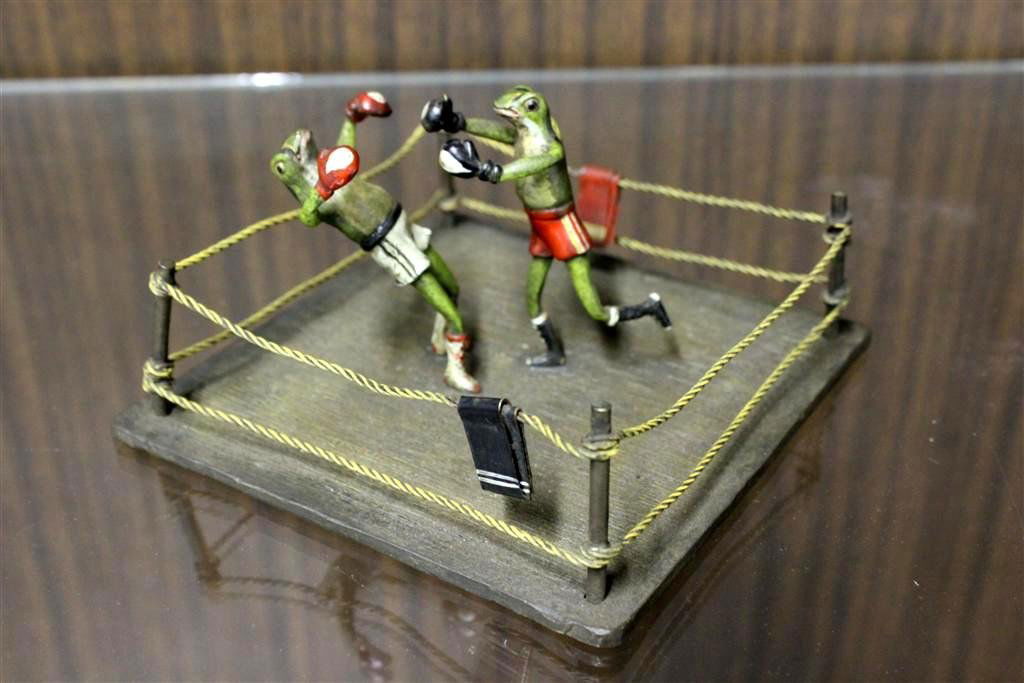 Cold Painted Vienna Bronze Boxing Frogs After Bergman
