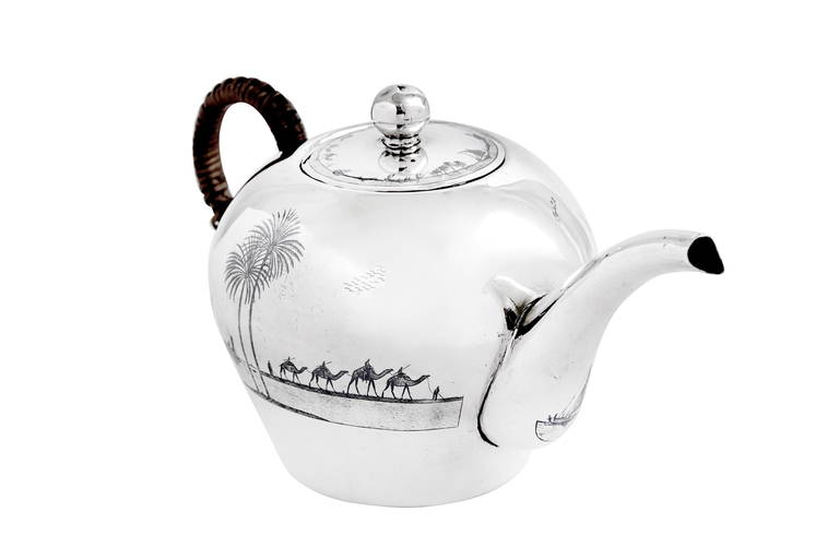 An early 20th century Iraqi silver and niello teapot, (#0370) on Oct 20 ...