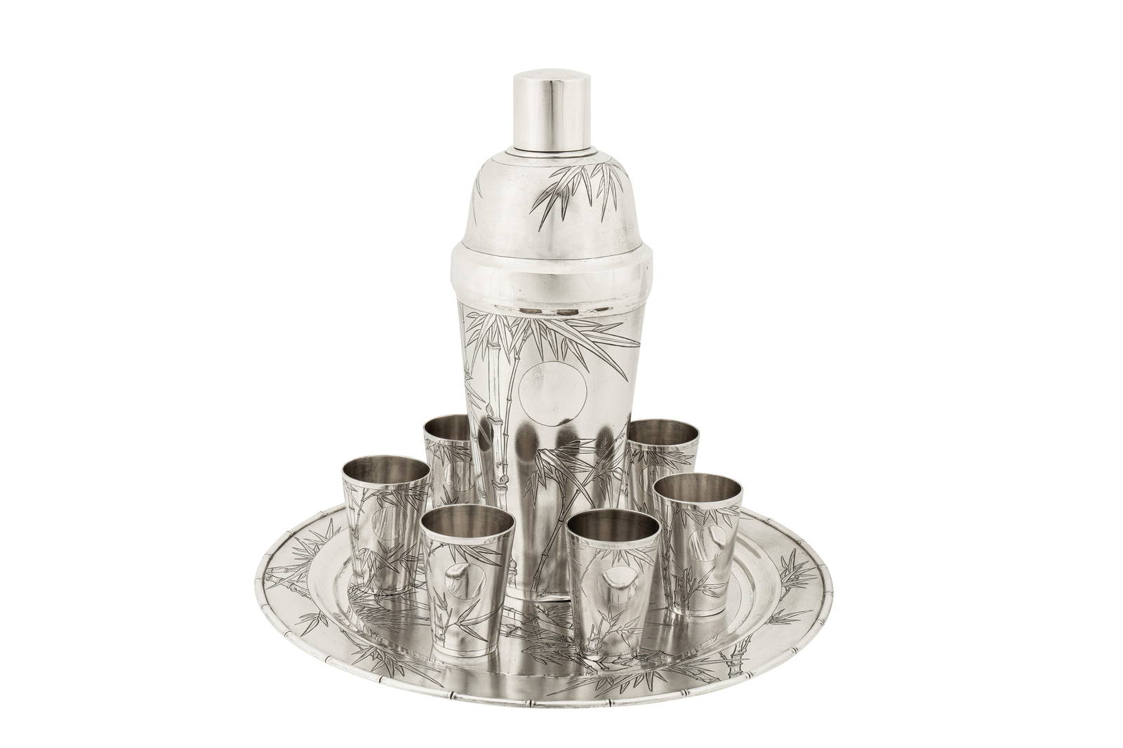 An Early 20th Century Chinese Export Unmarked Silver Cocktail Set ...