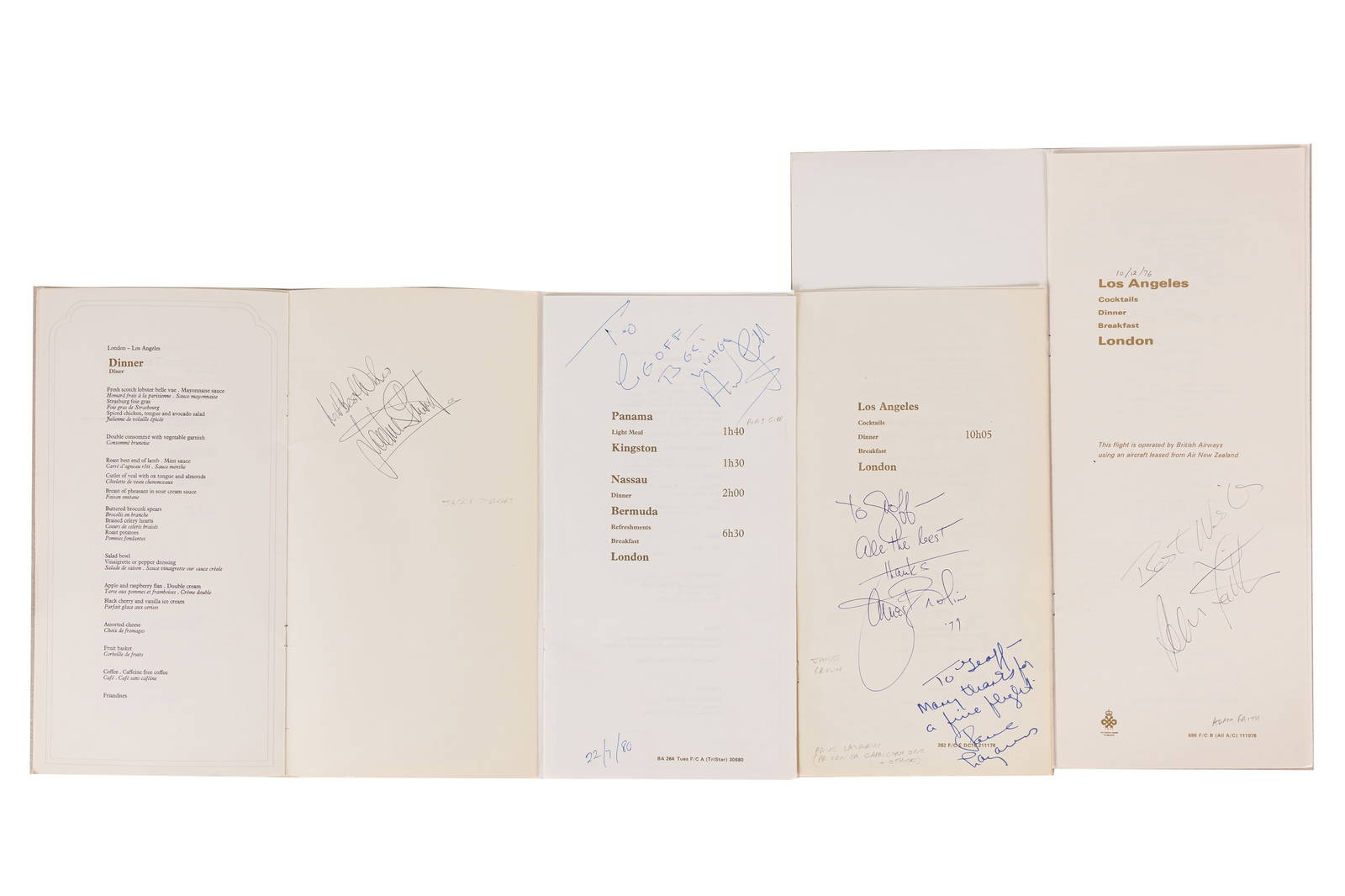 Autograph Collection.-signed Menus Auction