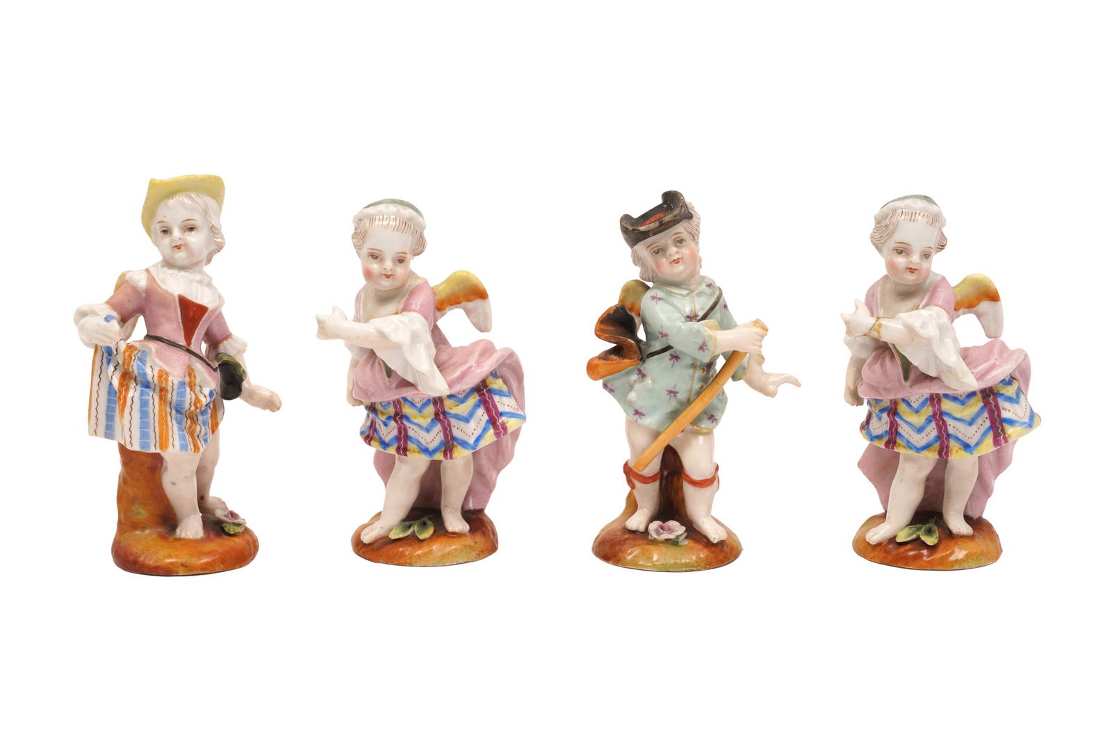 A Group Of Four Sitzendorf Porcelain Figures Of Cherubic Children, Late ...