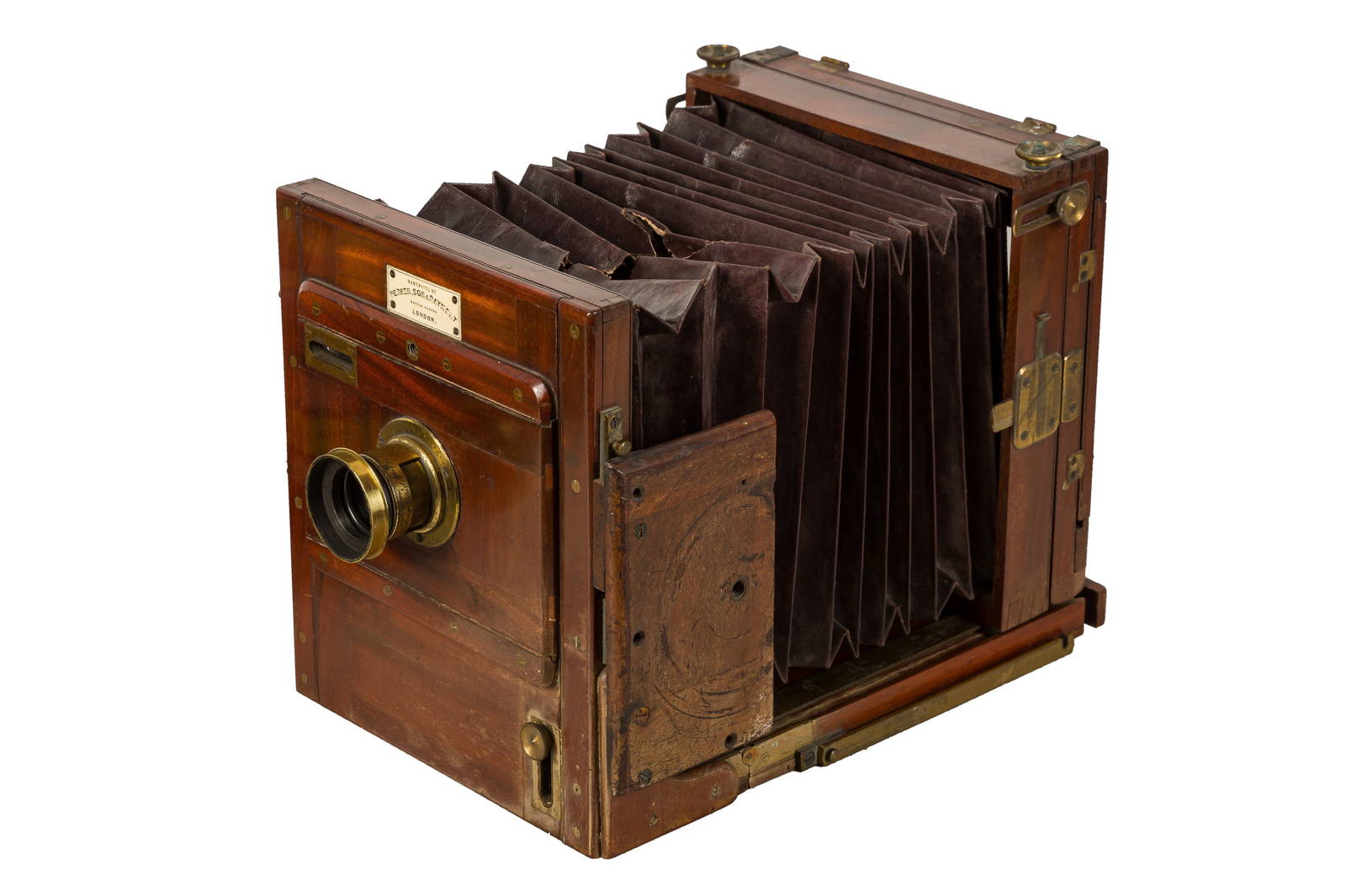 A Perken, Son & Rayment Half Plate Mahogany & Brass Tailboard Camera ...