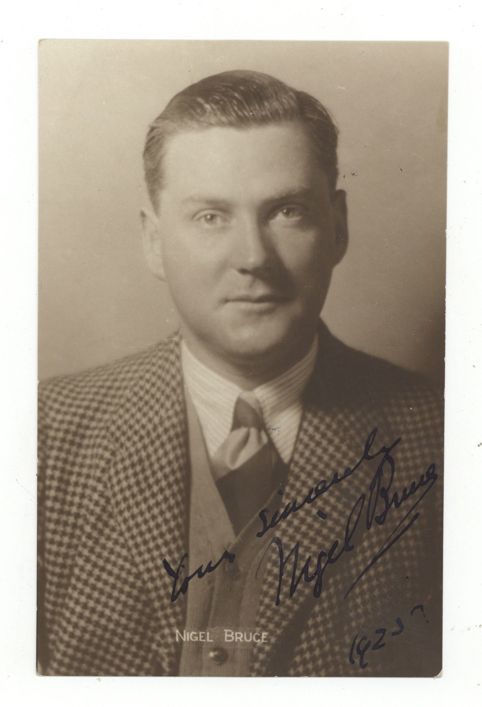 Bruce (nigel) Vintage Black And White Post-card Size Photograph Of A Young Nigel Bruce, Signed ...
