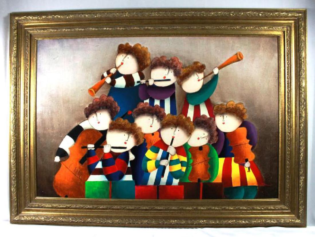 ANTIQUE OIL PAINTING ON CANVAS SIGNED "J. ROYBAL"