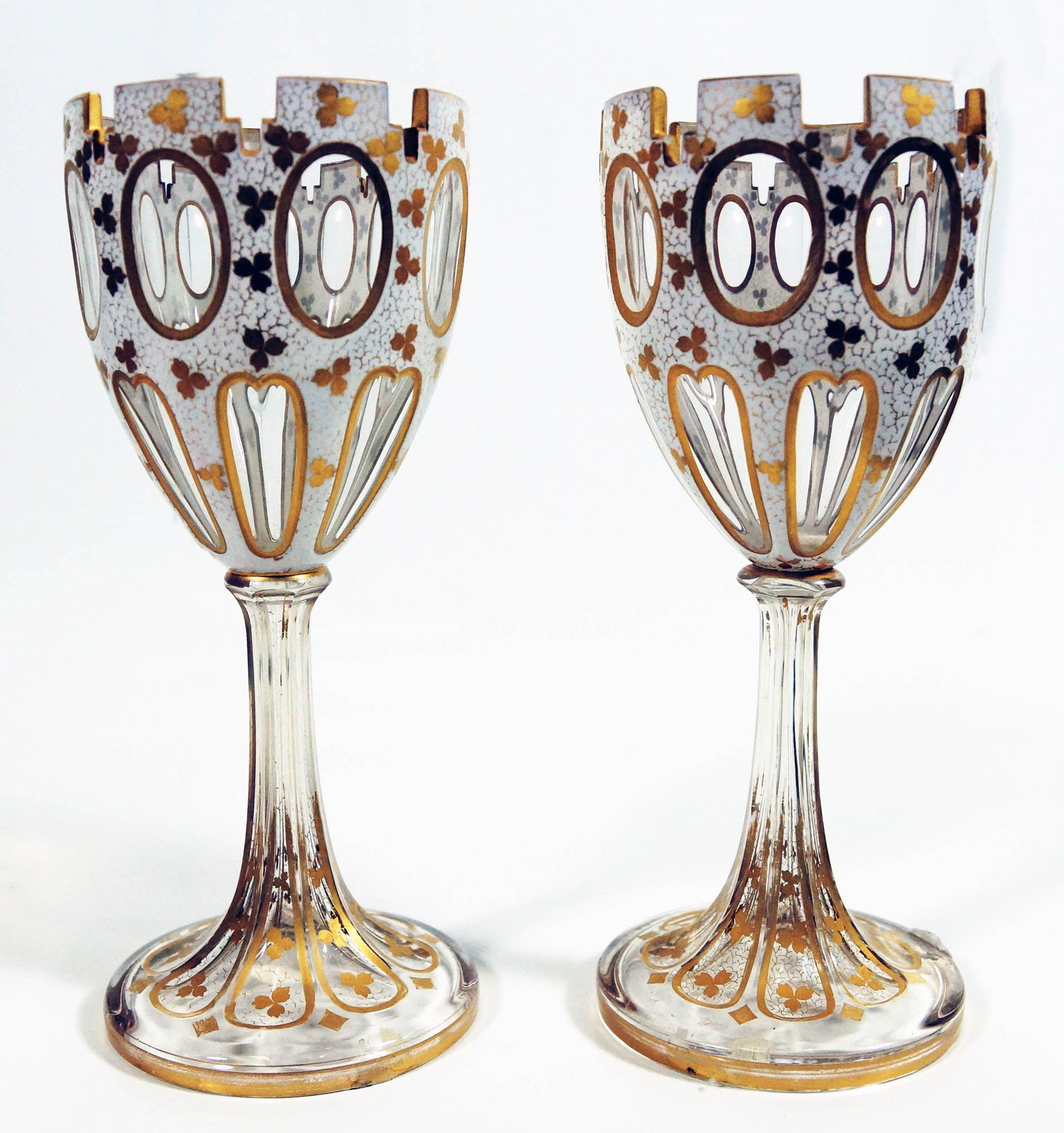 Pair Of Bohemian Glass Chalices