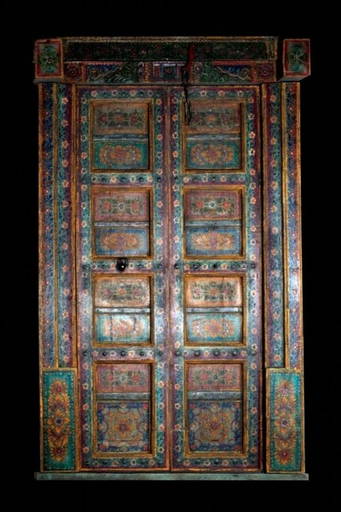Haveli Polychrome Wood Doors With Frame, 90.5"H (#5547M) on Sep 10 ...