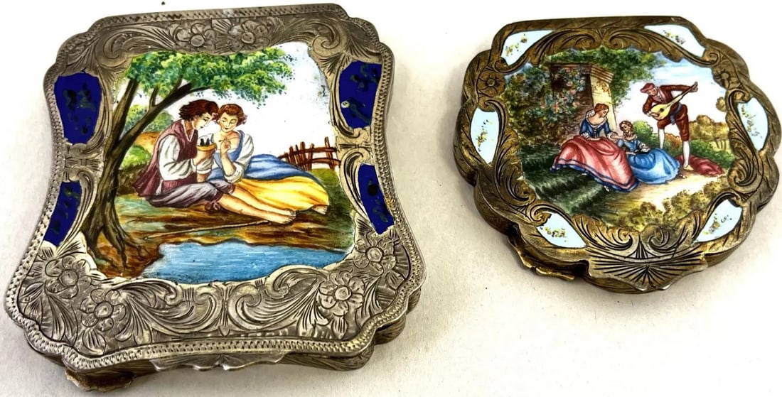 Two European French Silver Enameled Compacts Auction