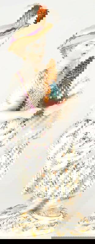 Rare Meissen Figure Of Girl Holding A Pheasant Early 19th Century Auction