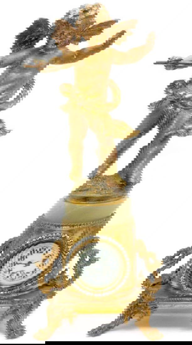 Antique French Metal & Onyx Miniature Cupid Clock Auction