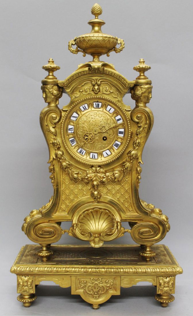 19TH C. GILT BRONZE CLOCK - Jun 08, 2013 | World of Antiques, Inc. in CA
