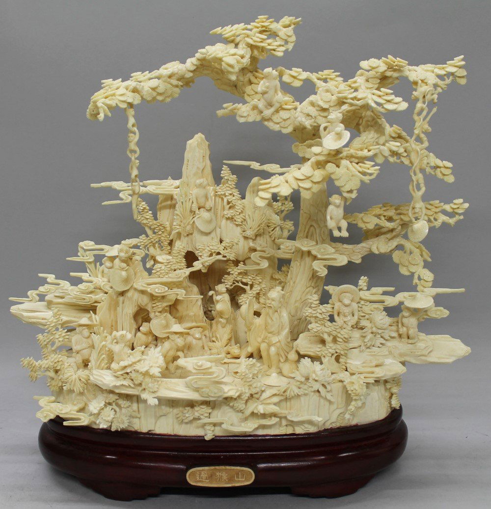 BONE CARVING OF A TREE WITH MONKEYS - Aug 04, 2013 | World of Antiques ...