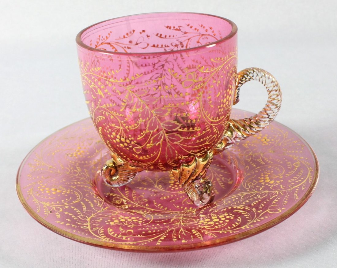 MOSER DECORATED CUP AND SAUCER - Jan 15, 2015 | World of Antiques, Inc ...