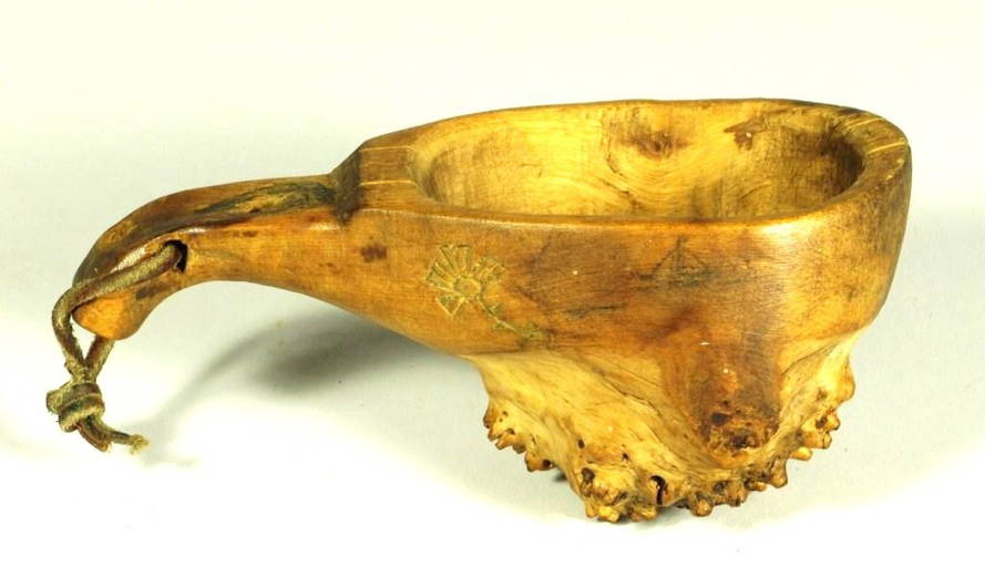 Outstanding Carved Burl Canoe Cup