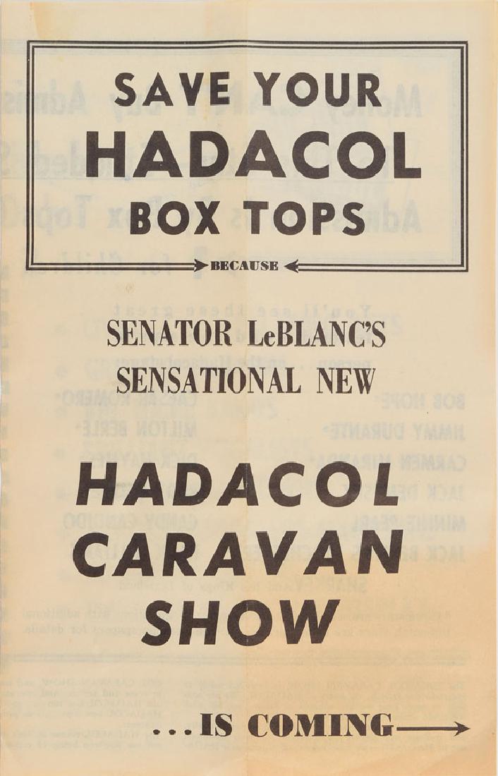 Hank Williams 1951 Hadacol Caravan Show Handbill - Jul 19, 2018 | RR ...
