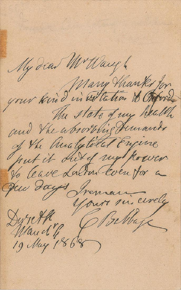 Charles Babbage Autograph Letter Signed