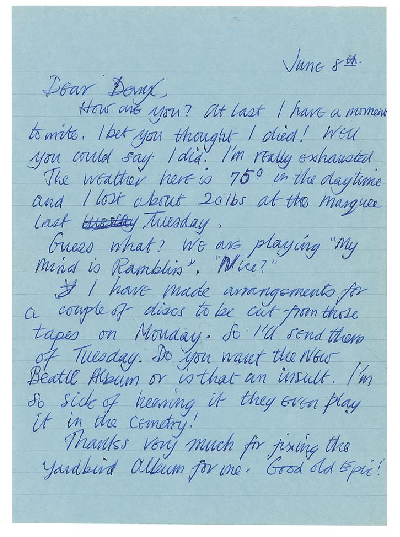 Jeff Beck Autograph Letter Signed