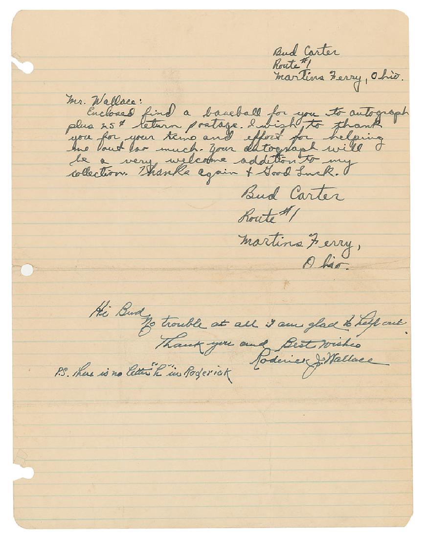 Roderick Wallace Signed Handwritten Note