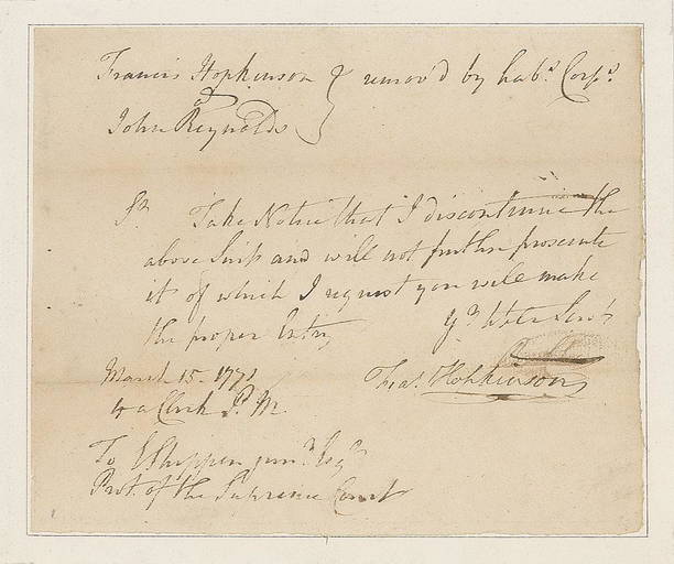 Francis Hopkinson Autograph Letter Signed