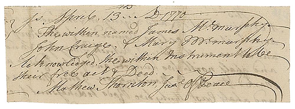 Matthew Thornton Autograph Document Signed - May 21, 2020 | RR Auction ...