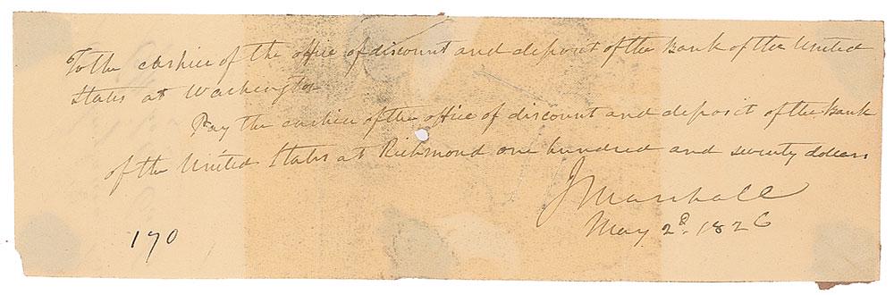John Marshall Autograph Document Signed