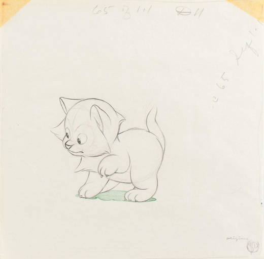 Figaro Production Drawing From Pinocchio