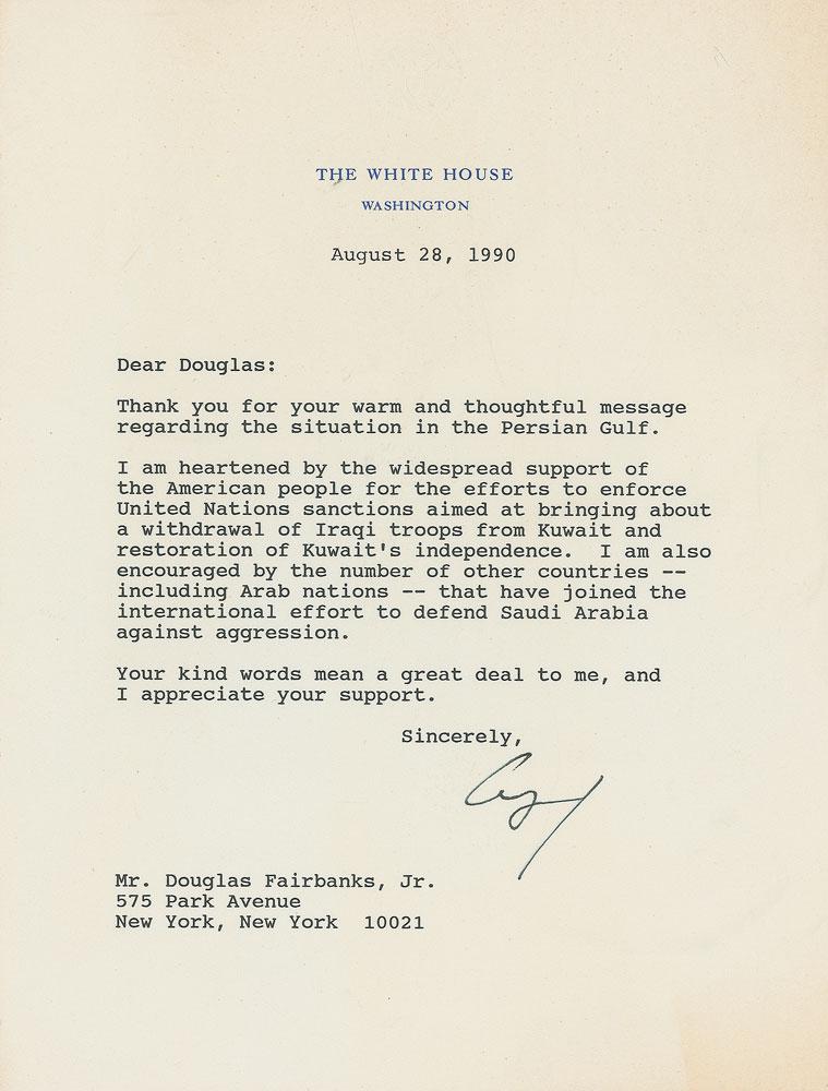 George Bush Typed Letter Signed