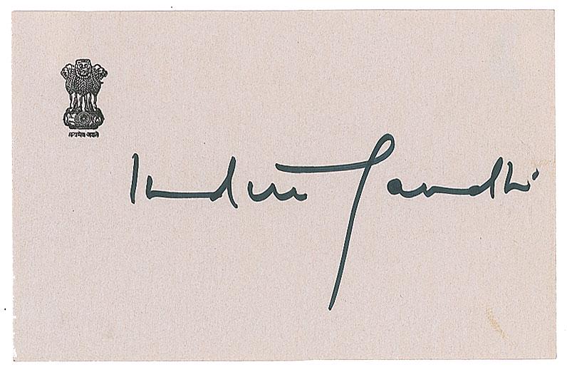 Indira Gandhi Signature - Oct 07, 2020 | RR Auction in MA