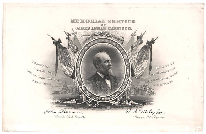 James A. Garfield Memorial Service Engraving
