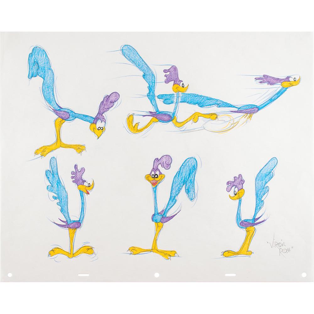 Road Runner Original Model Sheet Drawing By Virgil Ross