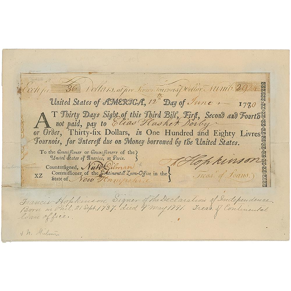 Francis Hopkinson And Nicholas Gilman Document Signed