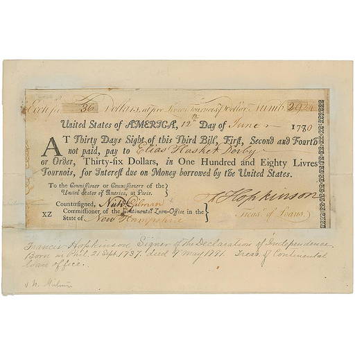 Francis Hopkinson And Nicholas Gilman Document Signed