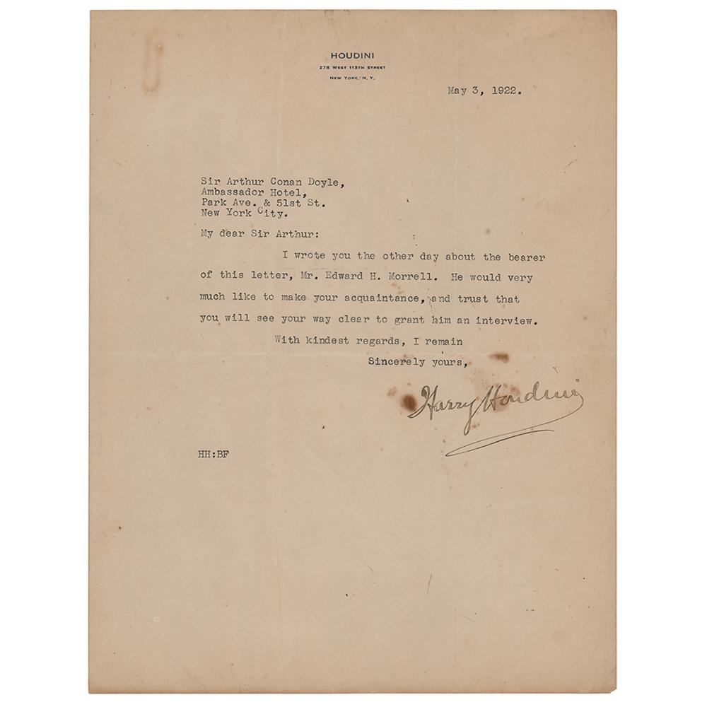 Harry Houdini Typed Letter Signed