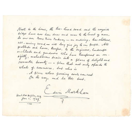 Edwin Markham Autograph Manuscript Signed - Feb 09, 2022 | RR Auction in MA