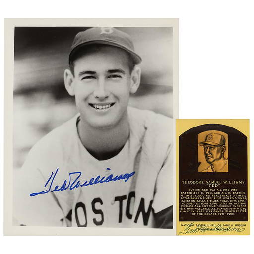 Ted Williams Signed Photograph And Hof Card
