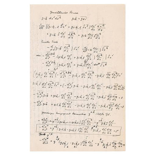 Albert Einstein Handwritten Letter With Mathematical Equations