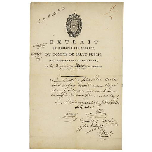 Lazare Carnot And Merlin De Douai Document Signed