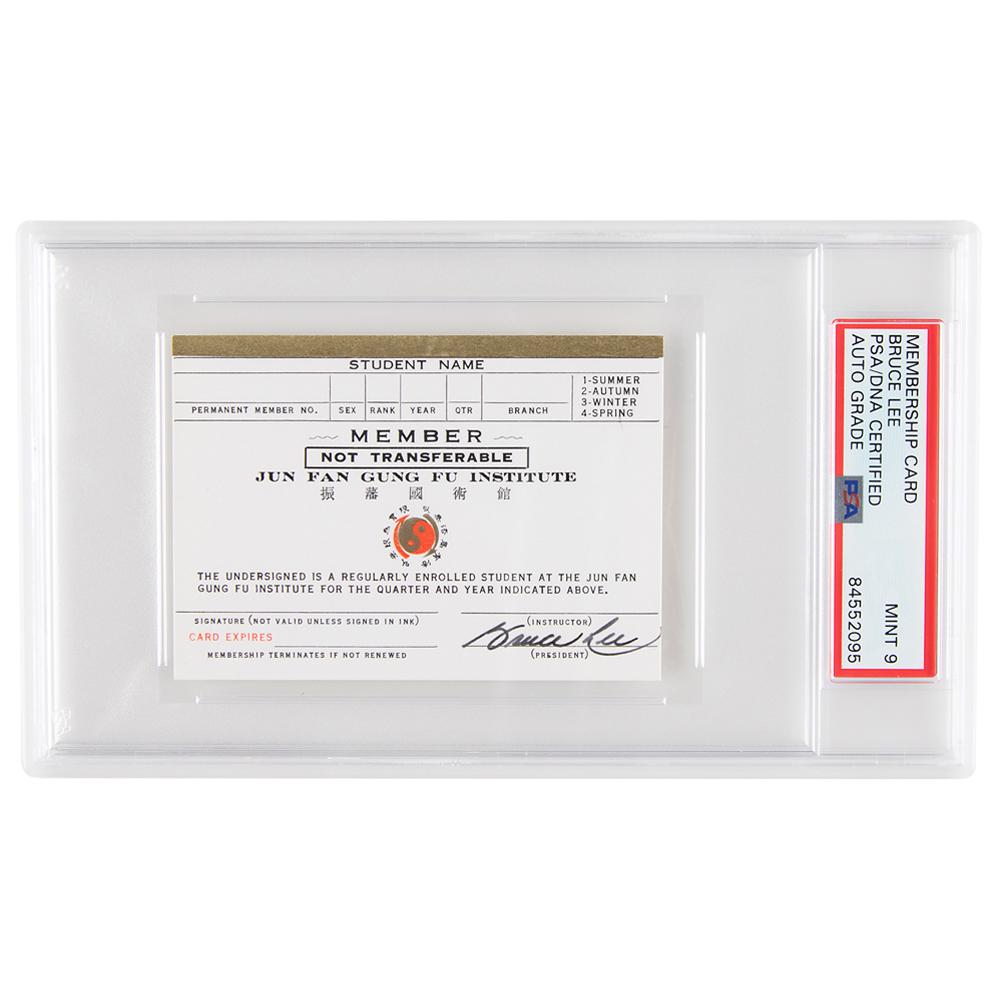 Bruce Lee Signed Membership Card Psa Mint 9
