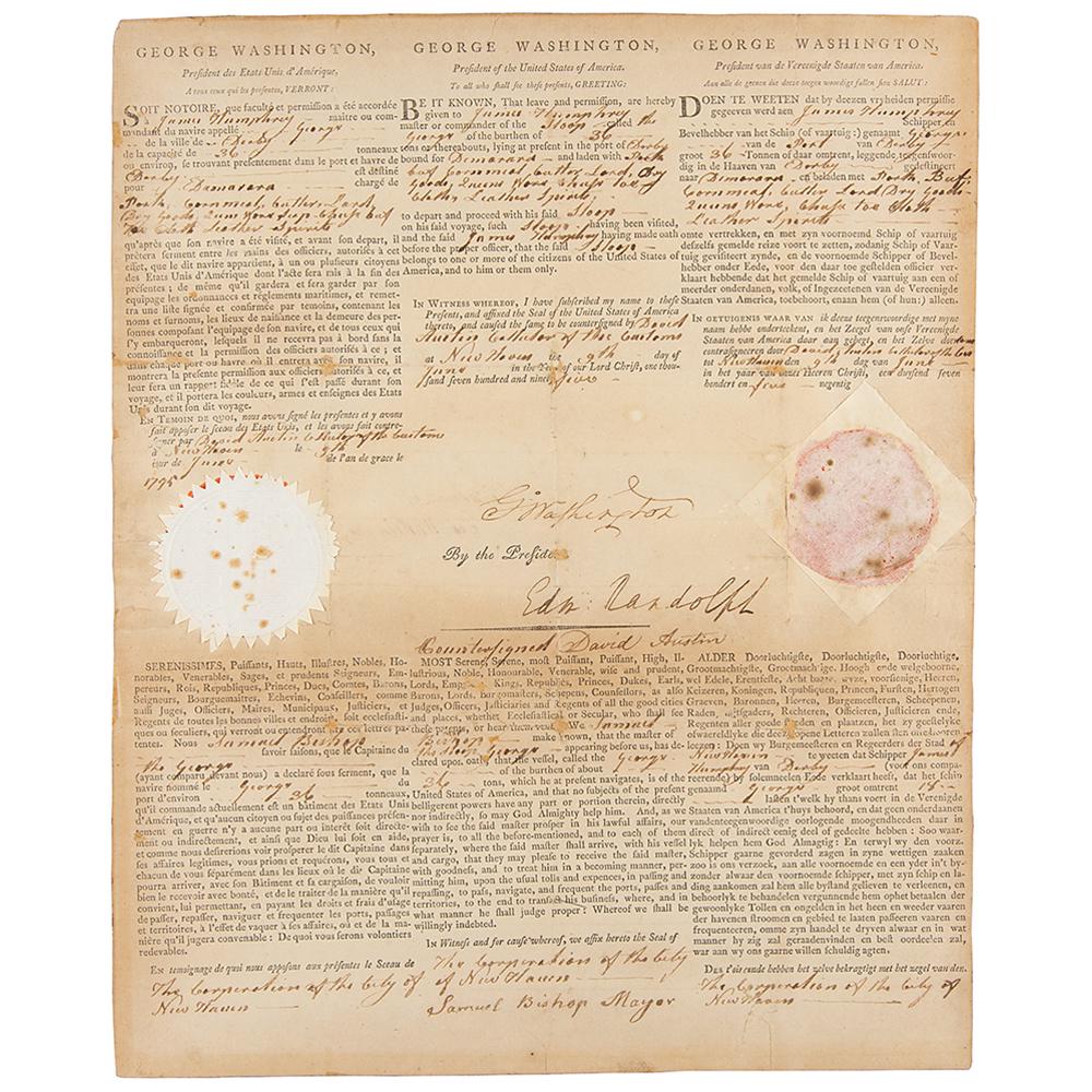 George Washington Document Signed As President