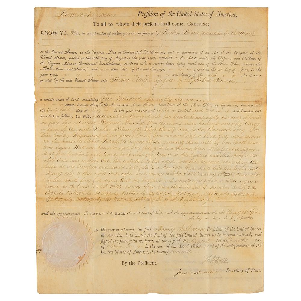 Thomas Jefferson And James Madison Document Signed As President And ...
