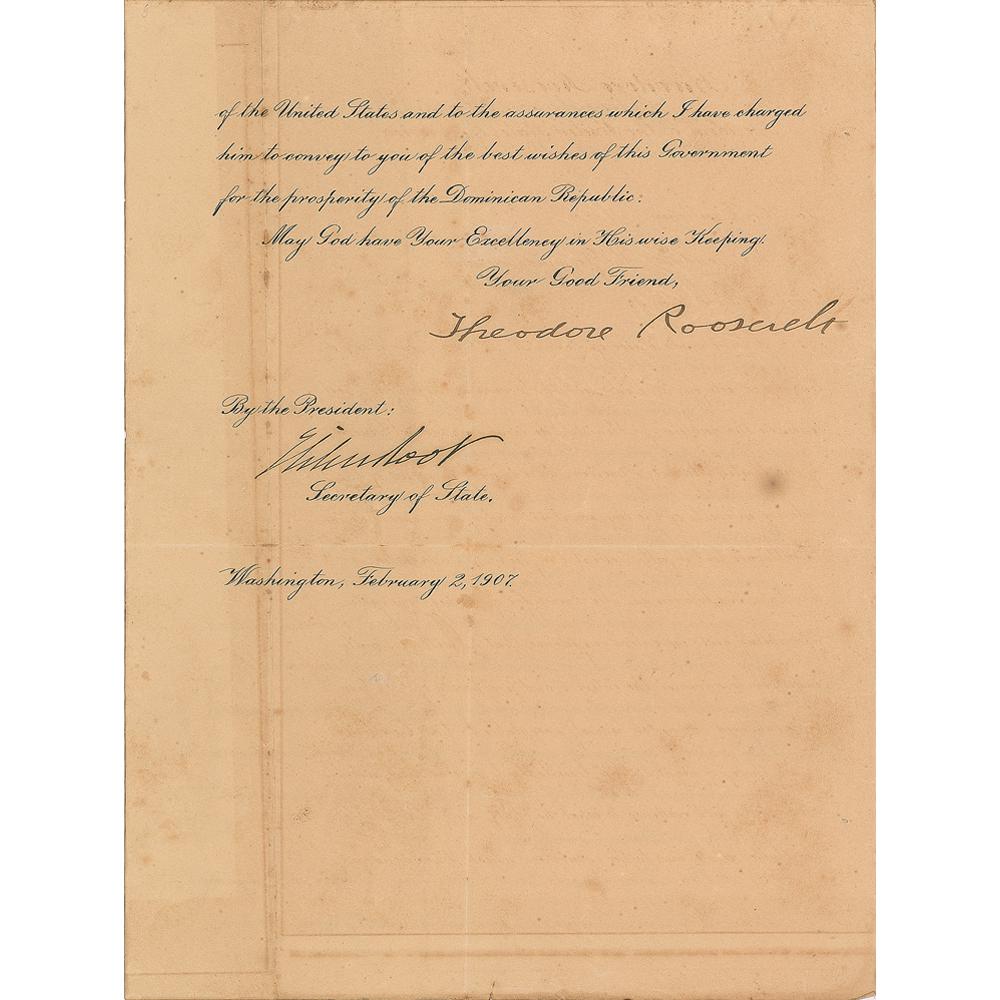 Theodore Roosevelt Letter Signed As President