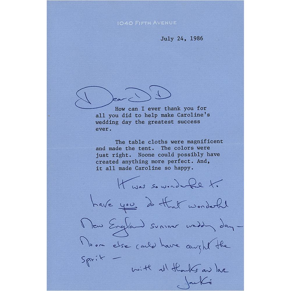 Caroline Kennedy Wedding Collection With Typed Letter Signed From ...