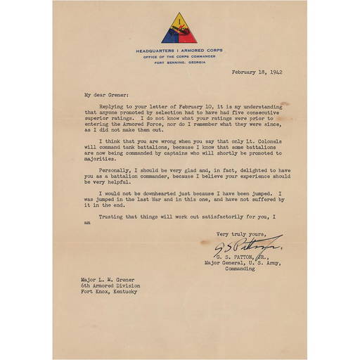 George S. Patton Typed Letter Signed (#0311) on Jan 11, 2023 | RR ...