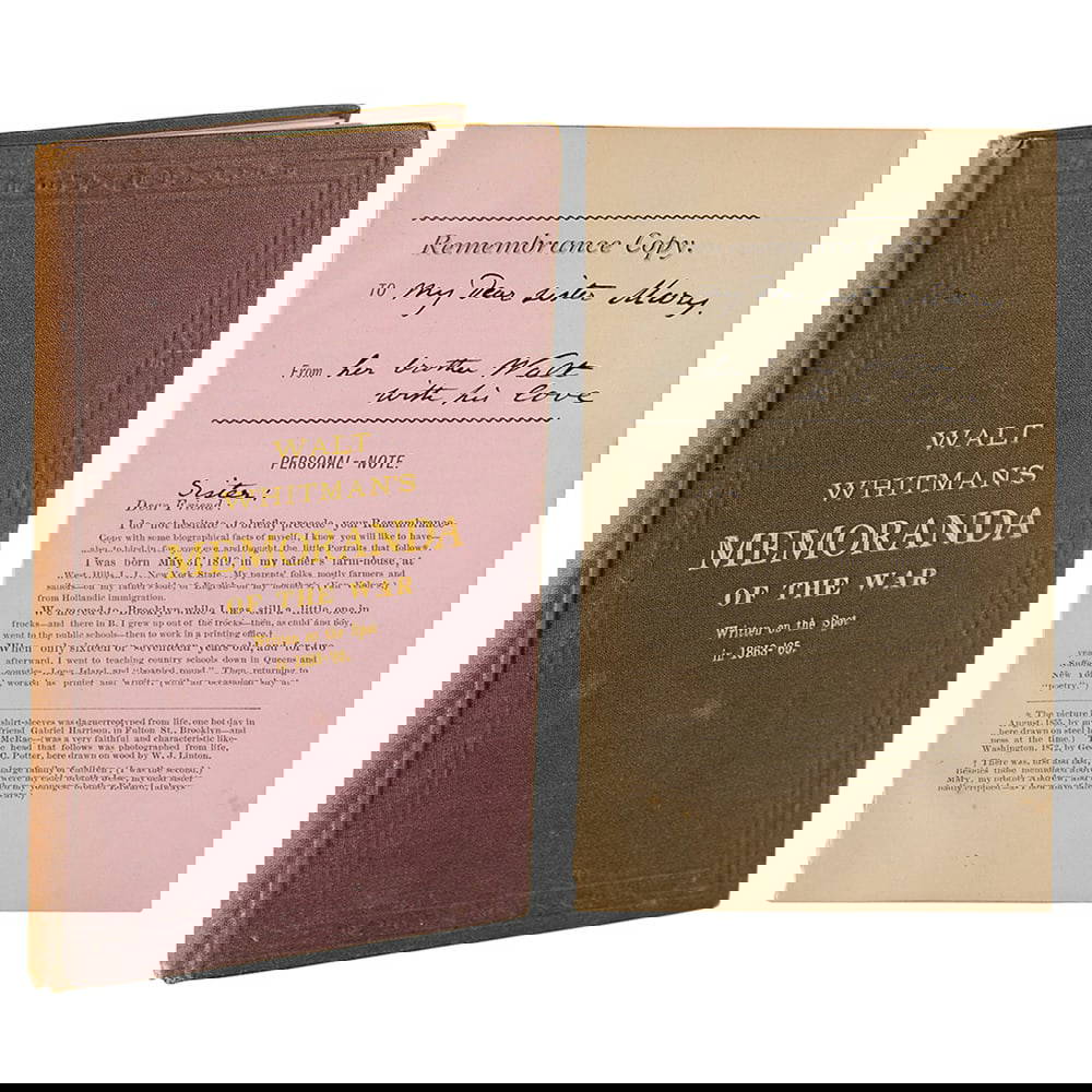 Walt Whitman "memoranda During The War” Limited Edition Signed Book: "i ...