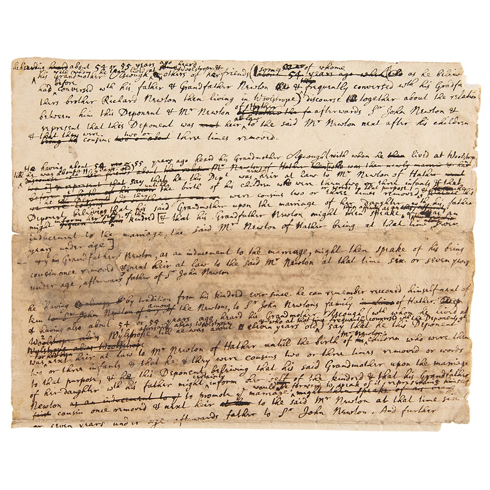 Isaac Newton Handwritten Manuscript On Family Tree — "newton" Written ...