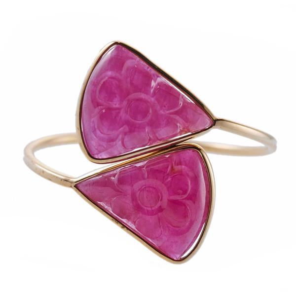 4.20ctw Carved Ruby Bypass Gold Ring