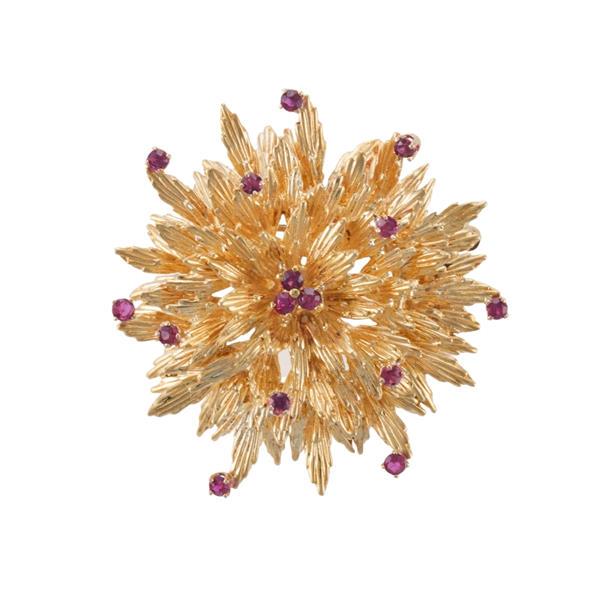 Tiffany & Co Vintage 18k Gold Ruby Brooch Pin Auction