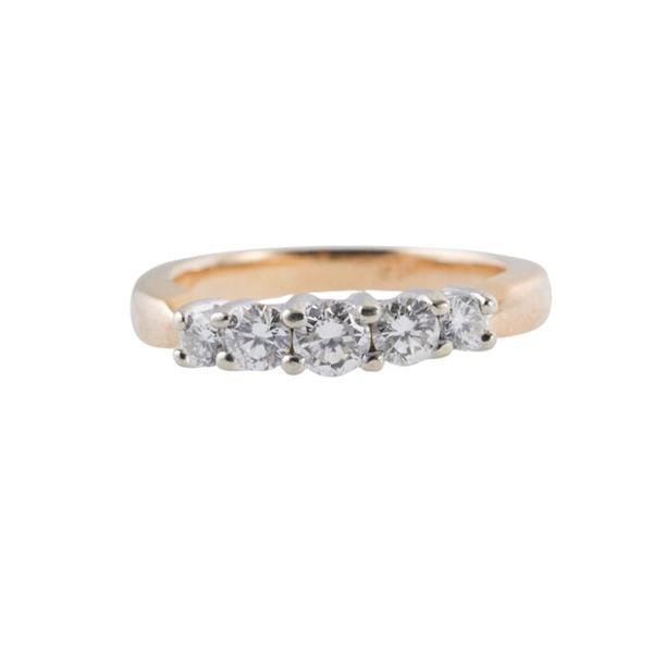 14k Gold Diamond Half Band Ring Auction